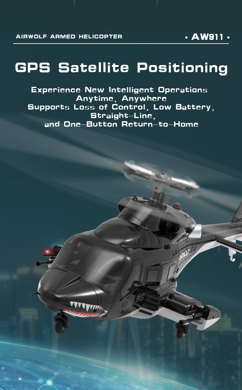 WOLFBUSH AW-911 Airwolf 1/34 Scale 2.4G 9CH Flybarless RC Helicopter M ...